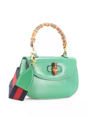 Gucci Bamboo 1947 Top Handle Bag Leather Small Satchel - Green