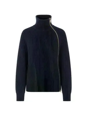 Liu Jo Asymmetric-zip Ribbed-knit Sweater - Blue