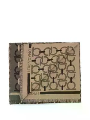 FERRAGAMO Gancini Jacquard Scarf - Grey