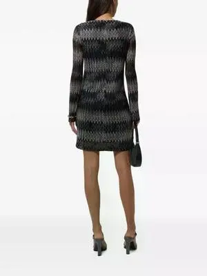 Missoni Long-sleeve Viscose Lamé Chevron Mini Dress