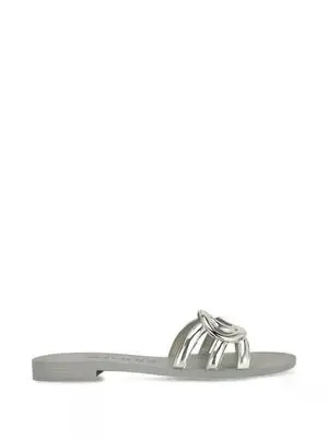 Guess Elyho Jellie Logo Cut-out Flat Sandals - Silver