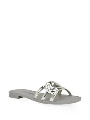 Guess Elyho Jellie Logo Cut-out Flat Sandals - Silver
