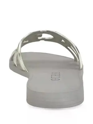 Guess Elyho Jellie Logo Cut-out Flat Sandals - Silver