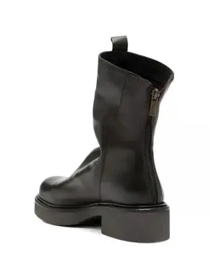 METISSE Rear-zip Leather Ankle Boots