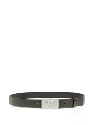Fendi Cuoio Romano Leather Belt - Black