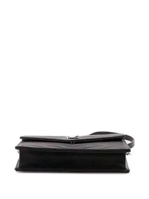 Saint Laurent Classic Monogram Wallet On Chain Matelasse Chevron Leather Small Crossbody Bag - Black