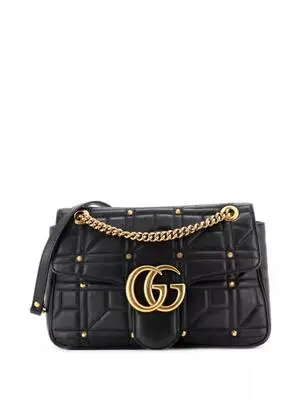 Gucci Gg Marmont Flap Bag Studded Matelasse Leather Medium Shoulder Bag