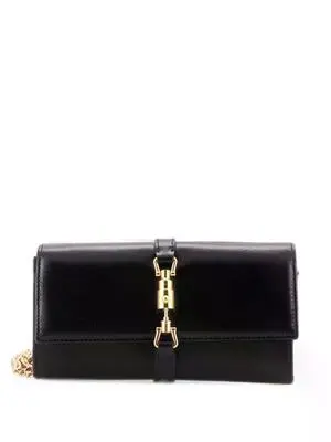 Gucci Jackie 1961 Continental Chain Wallet Leather Crossbody Bag - Black