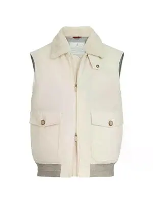 Brunello Cucinelli Shearling-collar Down-filled Vest - Neutrals