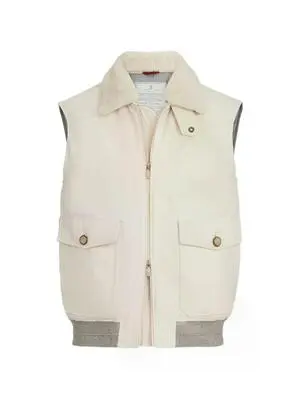 Brunello Cucinelli Shearling-collar Down-filled Vest - Neutrals