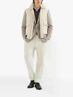Brunello Cucinelli Shearling-collar Down-filled Vest - Neutrals