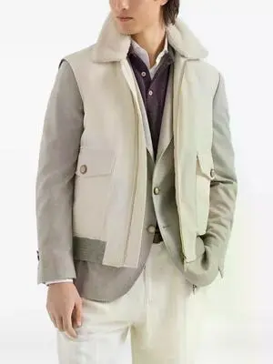 Brunello Cucinelli Shearling-collar Down-filled Vest - Neutrals