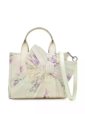 Marc Jacobs Small Tote In Antique Floral Canvas With Oversized Bow