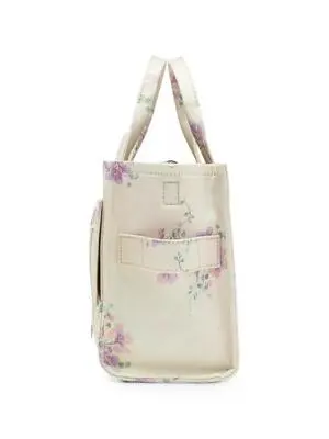 Marc Jacobs Small Tote In Antique Floral Canvas With Oversized Bow