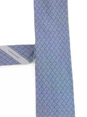 FERRAGAMO Tetris Print Silk Tie