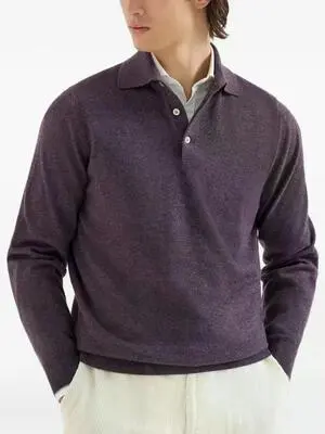 Brunello Cucinelli Cashmere Polo Sweater - Purple