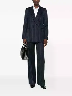 ERMANNO FIRENZE Pinstripe Double-breasted Blazer - Blue