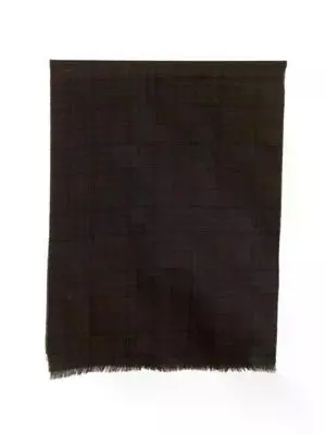 Destin Check-pattern Frayed-edge Scarf - Brown