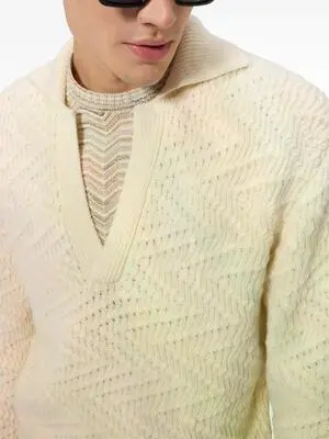 Missoni Long-sleeve Wool And Viscose Zig Zag Polo Shirt