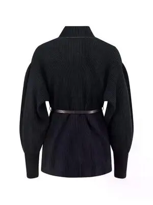 Brunello Cucinelli Belted Ribbed-knit Cardigan