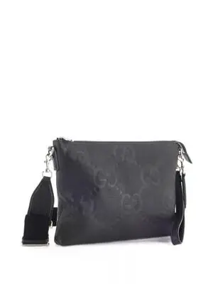 Gucci Zip Messenger Bag Jumbo Gg Embossed Leather Medium Clutch Bag