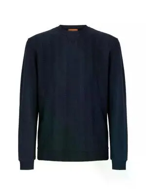 Missoni Tone-on-tone Chevron Cotton And Viscose Crewneck Sweatshirt - Blue