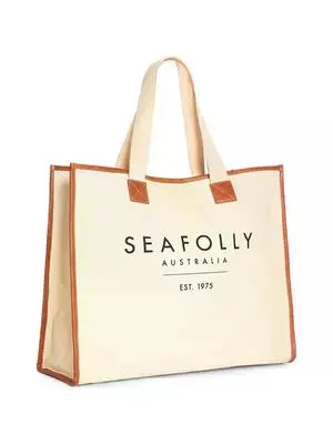 Seafolly Logo-print Leather-trim Beach Bag