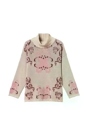 TWINSET Jacquard Wool Blend Maxi Jumper - Neutrals