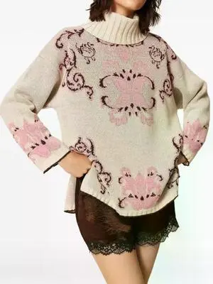 TWINSET Jacquard Wool Blend Maxi Jumper