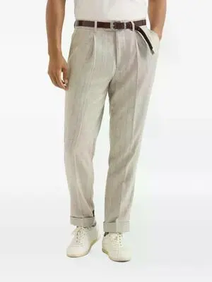 Brunello Cucinelli Pinstripe Pleated Trousers