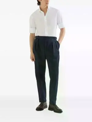 Brunello Cucinelli Chevron-weave Double-pleat Trousers