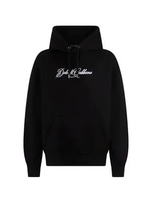 Dolce & Gabbana Logo-embroidered Drawstring Hoodie - Black