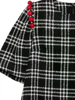 ALESSANDRO ENRIQUEZ Bead-embellished Checked Mini Dress