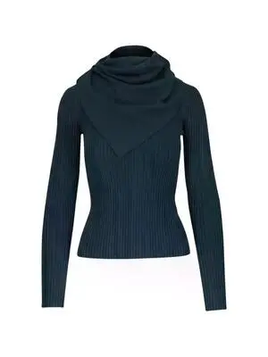 Zimmermann Ribbed-knit Cowl-neck Sweater - Blue