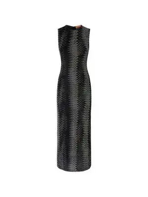 Missoni Flared Midi Dress In Viscose Lamé Chevron