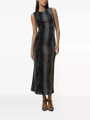 Missoni Flared Midi Dress In Viscose Lamé Chevron