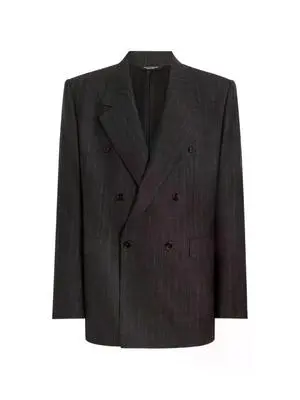 Dolce & Gabbana Palermo Double-breasted Pinstripe Wool Jacket - Grey