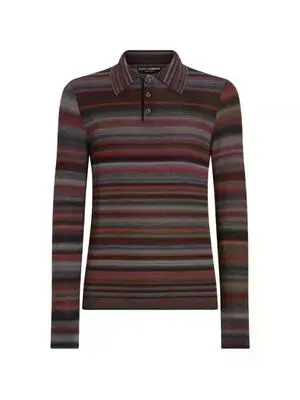 Dolce & Gabbana Striped Wool Polo Shirt