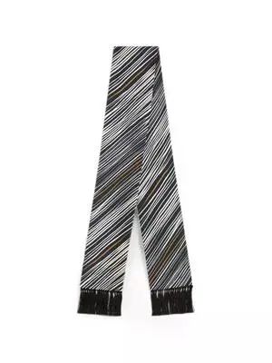 Dolce & Gabbana Striped-print Twill Scarf - Black