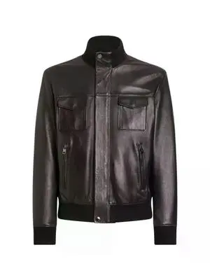 Dolce & Gabbana Lambskin Bomber Jacket - Brown