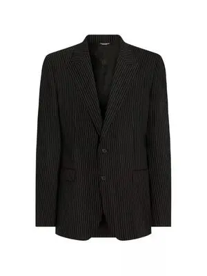 Dolce & Gabbana Martini Light Single-breasted Pinstripe Wool Jacket - Black
