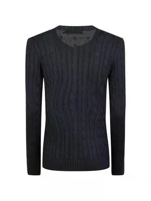 Ralph Lauren Cable-knit Logo-embroidered Cardigan - Blue