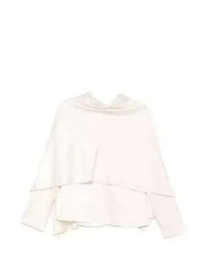 RÓHE Satin Draped Blouse Neutrals