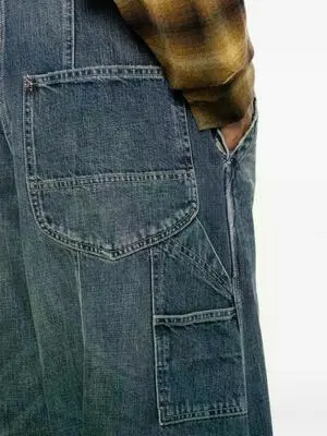 R13 Faded-effect Wide-leg Dungarees