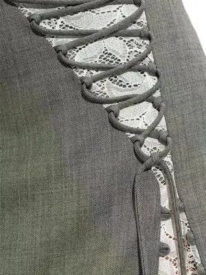 Alexander McQueen Corset Lacing Panel Pencil Skirt In Black/ivory