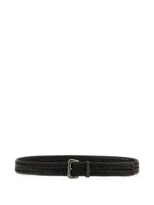 Brunello Cucinelli Stretch Braided Leather Belt With Shiny Loop