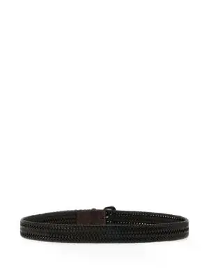 Brunello Cucinelli Stretch Braided Leather Belt With Shiny Loop