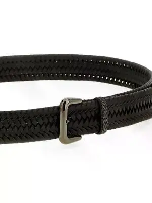 Brunello Cucinelli Stretch Braided Leather Belt With Shiny Loop