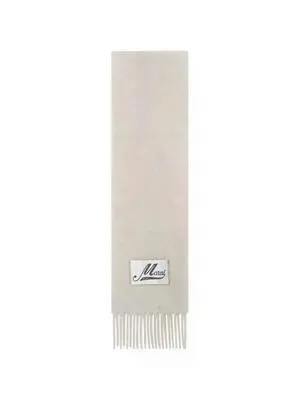 Marni Logo-patch Fringed Scarf - Neutrals