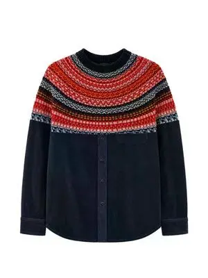 KA WA KEY Deconstructed Fair Isle-knitted Shirt